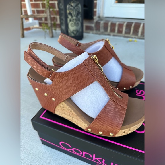 Corkys | Shoes | Brand New Never Worn Corkys Zip It Good Cognac Wedge ...